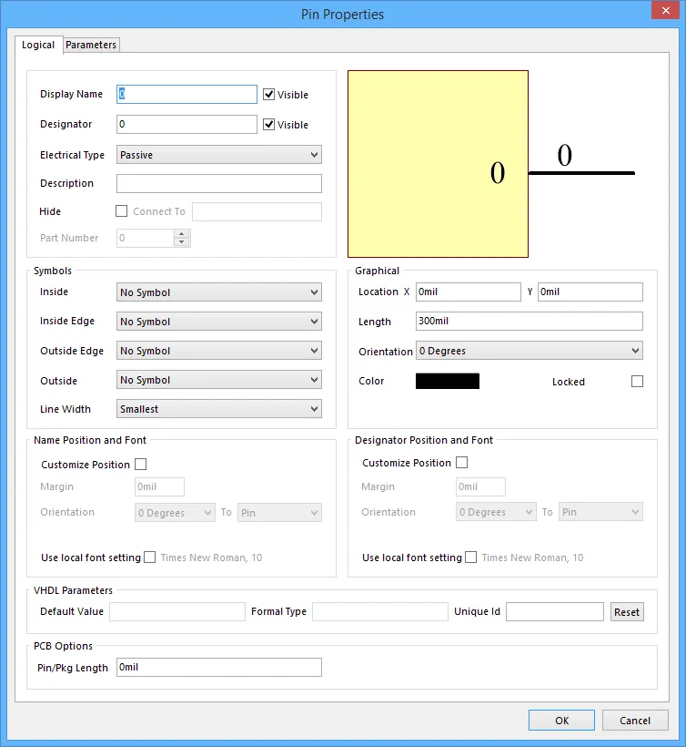 Sch_Dlg-PinPropertiesDialogPin Properties_AD | Altium Designer 16 技術文書